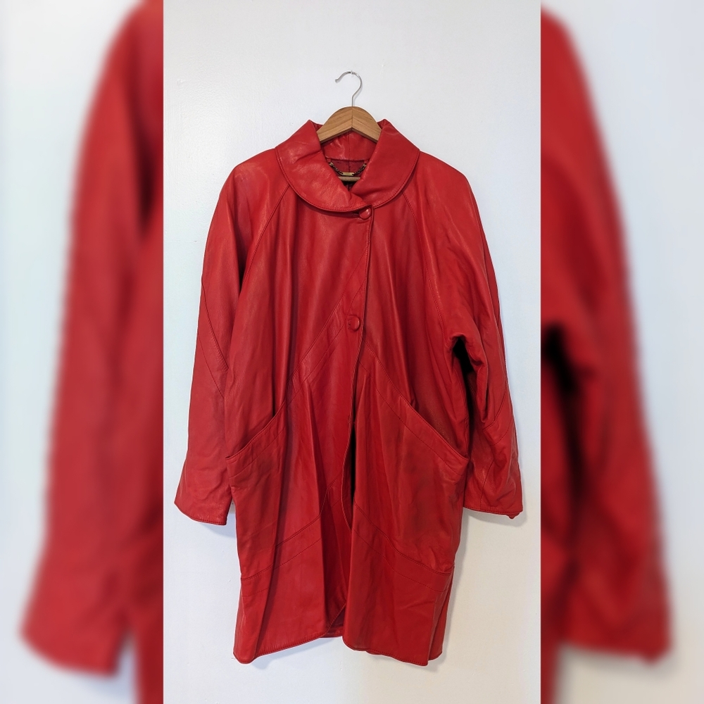 80's Vintage Red Leather Jacket - Gem